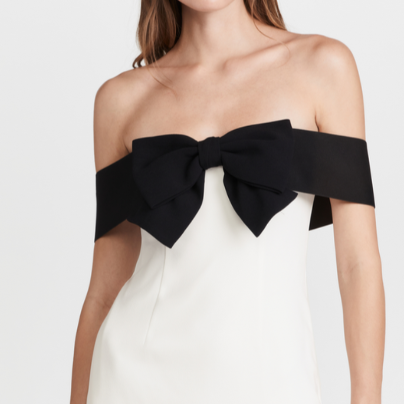 Strapless Black Bow Mini Dress