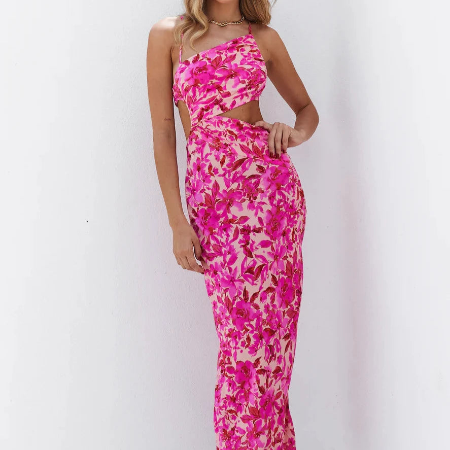 Sleeveless Sheath Print Maxi Dress