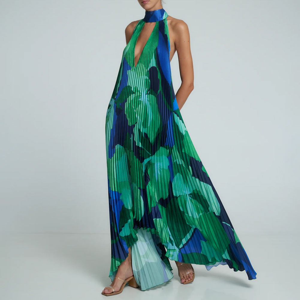 Printed Plisse Maxi Tent Dress